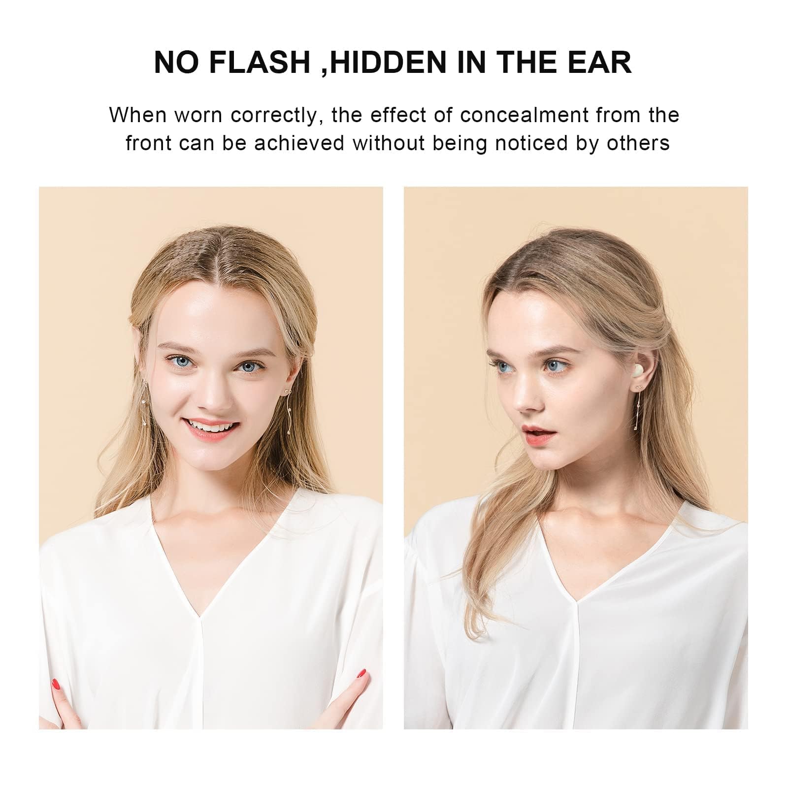 Smallest Invisible Earbuds Wireless Ear Buds Bluetooth in Ear Mini Discreet Small Tiny Earpiece Sleep Earbuds Hidden with Charging Case Headphones for Small Ears Work Sleeping Android iOS Yellow