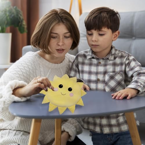 KINREX Yellow Sun Plush β Cheerful Cuddly Sun Stuffed Toy and Pillow for Kids, Bright Soft Sun Plushie, Perfect for Nursery and Playroom Decor, Measures 22 Inches