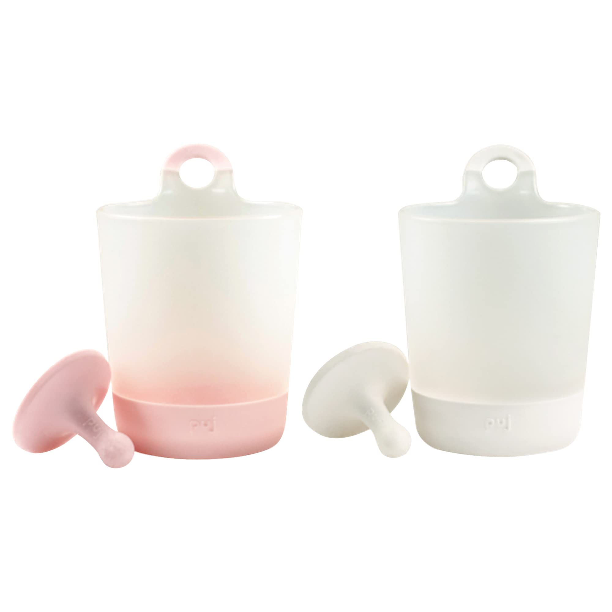 Puj – Phillup Cups, Hangable, Rinse-and-Play Reusable Plastic Cups, Fun Cups for Kids, Set of 2 Kids Cups with 2 Grippy Hooks (Lilac - 2Pack)