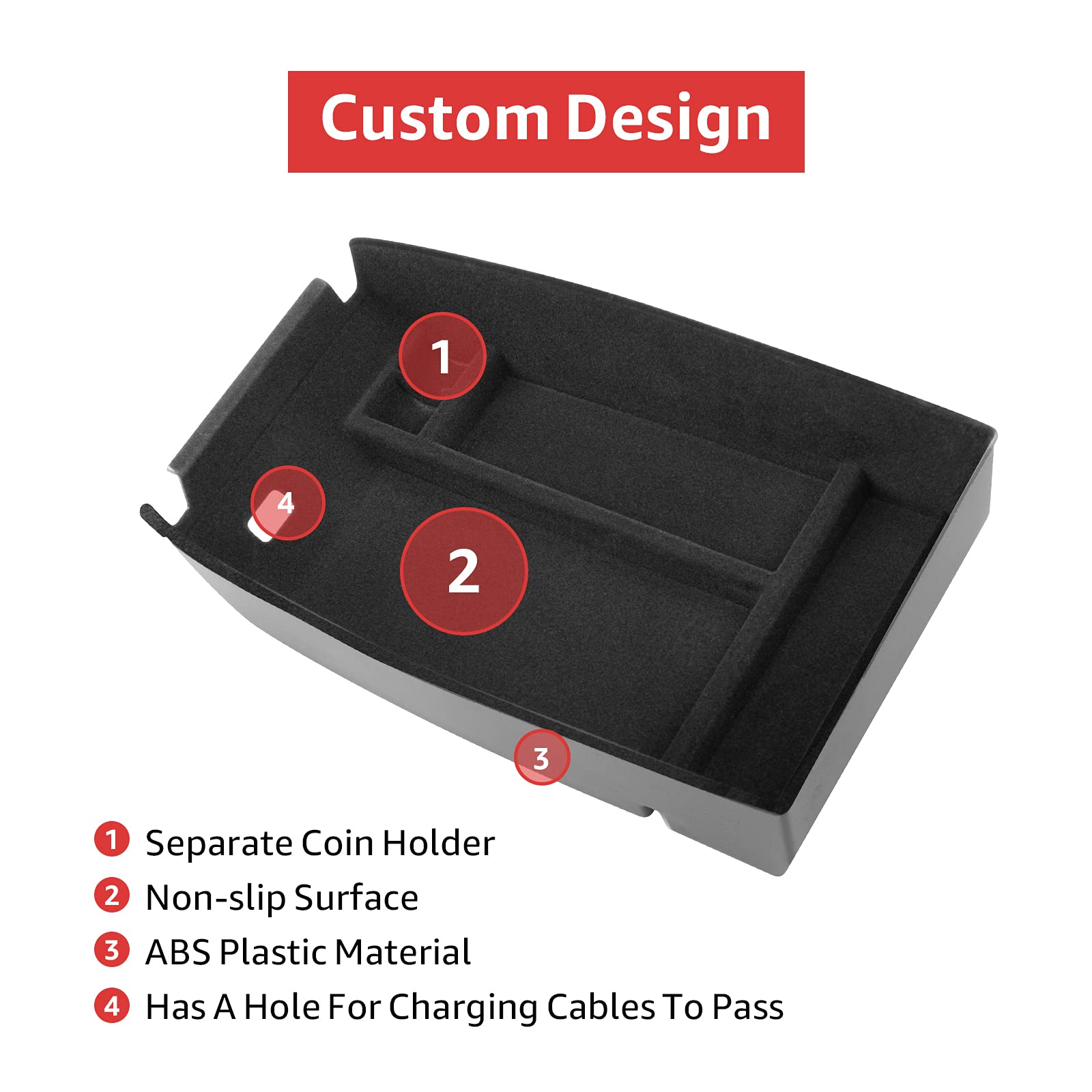 Center Console Organizer for 2021 2022 Ford Bronco Sport and Ford Escape 2020 2021 2022 Flocked Console Tray Storage Box Accessories Upgrade