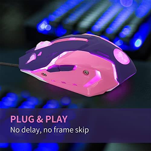 GreenPoster Computer Mice for Laptop Mouse Gaming Pointing Device Wired Silent Luminescent Cute photoelectric,Purple,135x70x40mm