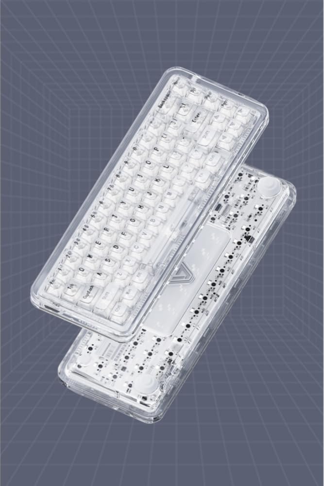 FIRSTBLOOD ONLY GAME. B67 67 Keys Acrylic Transparent Triple Modes Mechanical Keyboard, 2.4G Wireless/Bluetooth 5.0/USB Wired, Hot-Swappable 38g Crystal Linear Switch, 3750mAh Battery, RGB Backlit