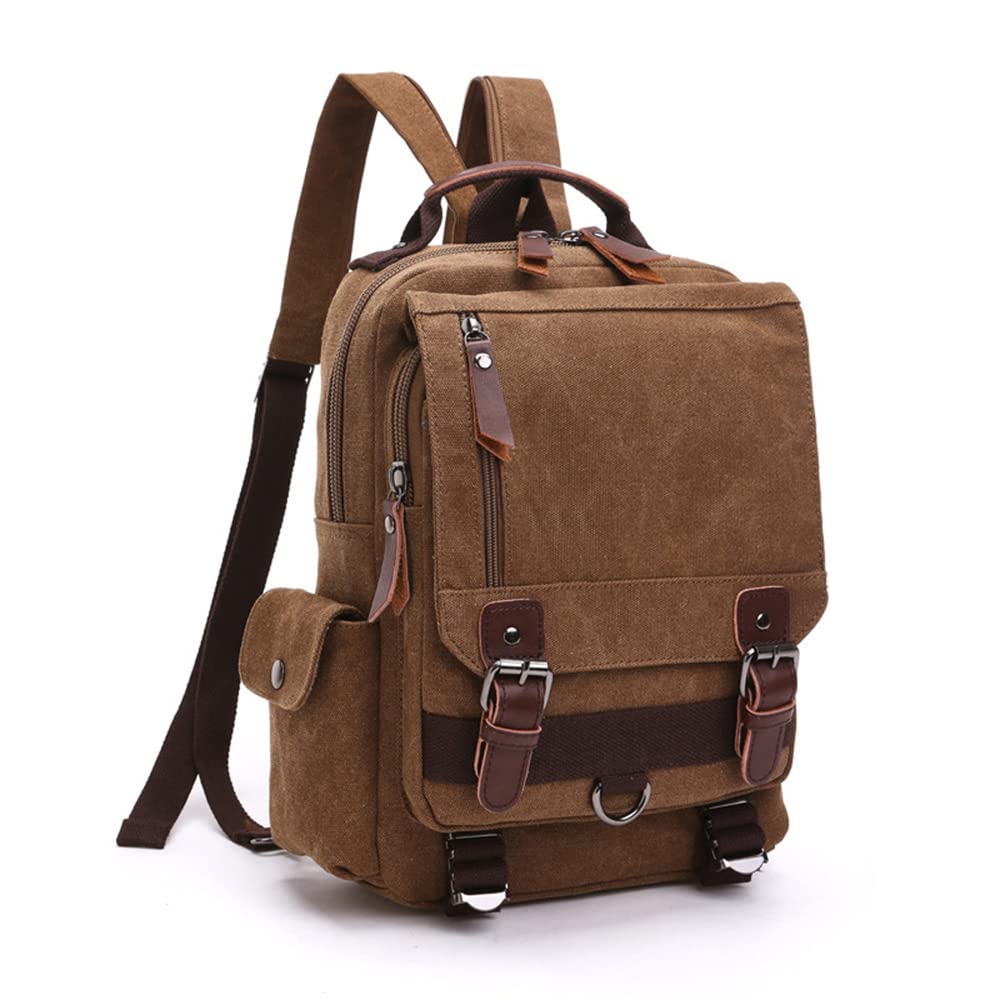 FASNAHOK Canvas Shoulder Backpack Travel Rucksack Sling Bag Cross Body Messenger Bag Casual Daypack