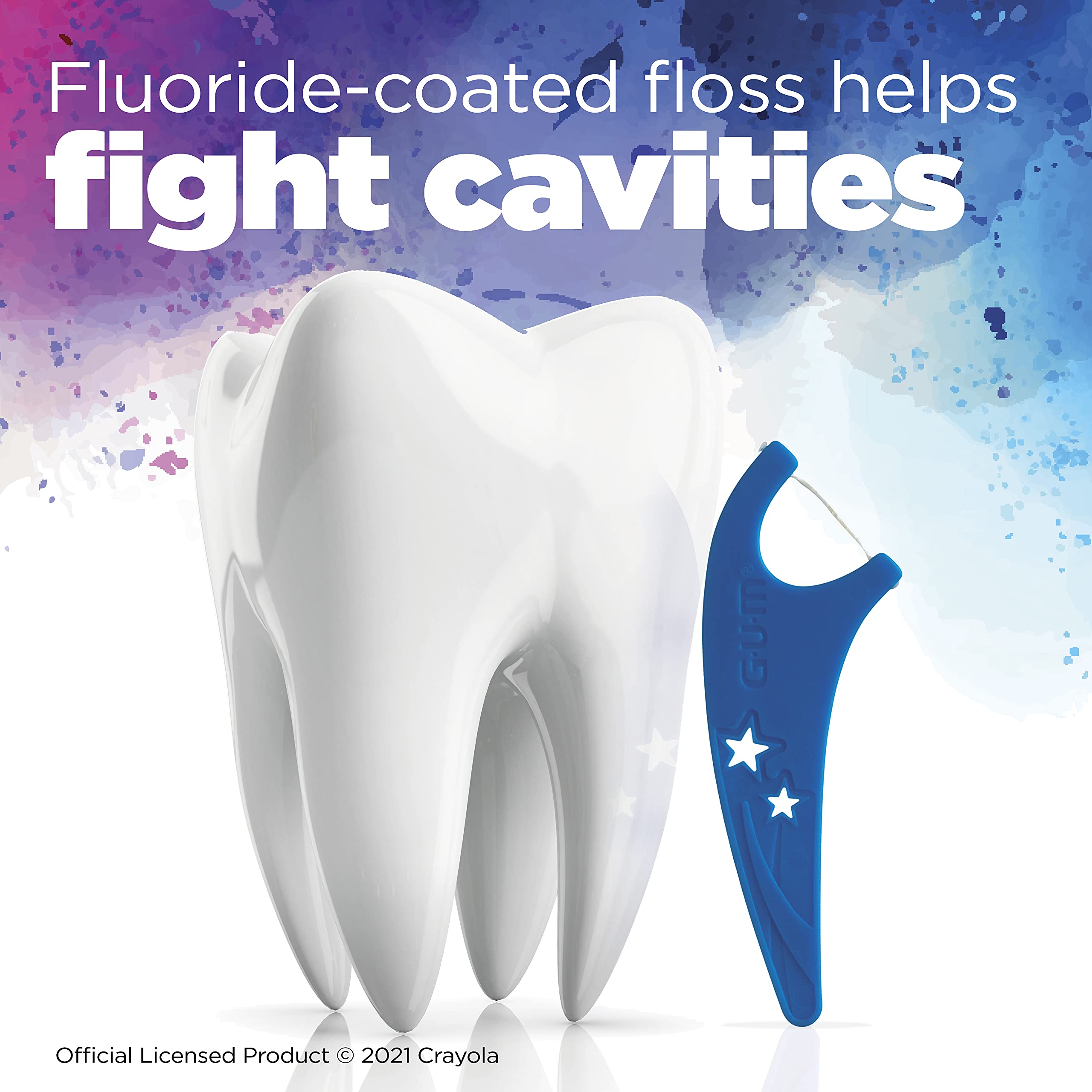 GUM - 70070942306514 Crayola Kids? Flossers, Grape, Fluoride Coated, Easy Grip Handle & Tom's of Maine ADA Approved Fluoride Children's Toothpaste, Natural Toothpaste, Dye Free, No Artificial