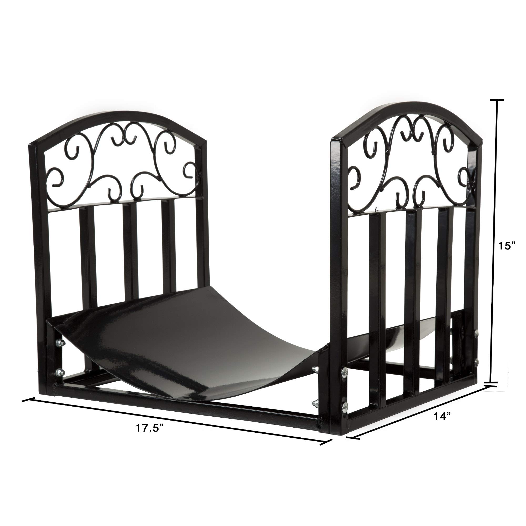 Pure Garden 50-126 Log Storage Rack-Metal Firewood Holder, Black