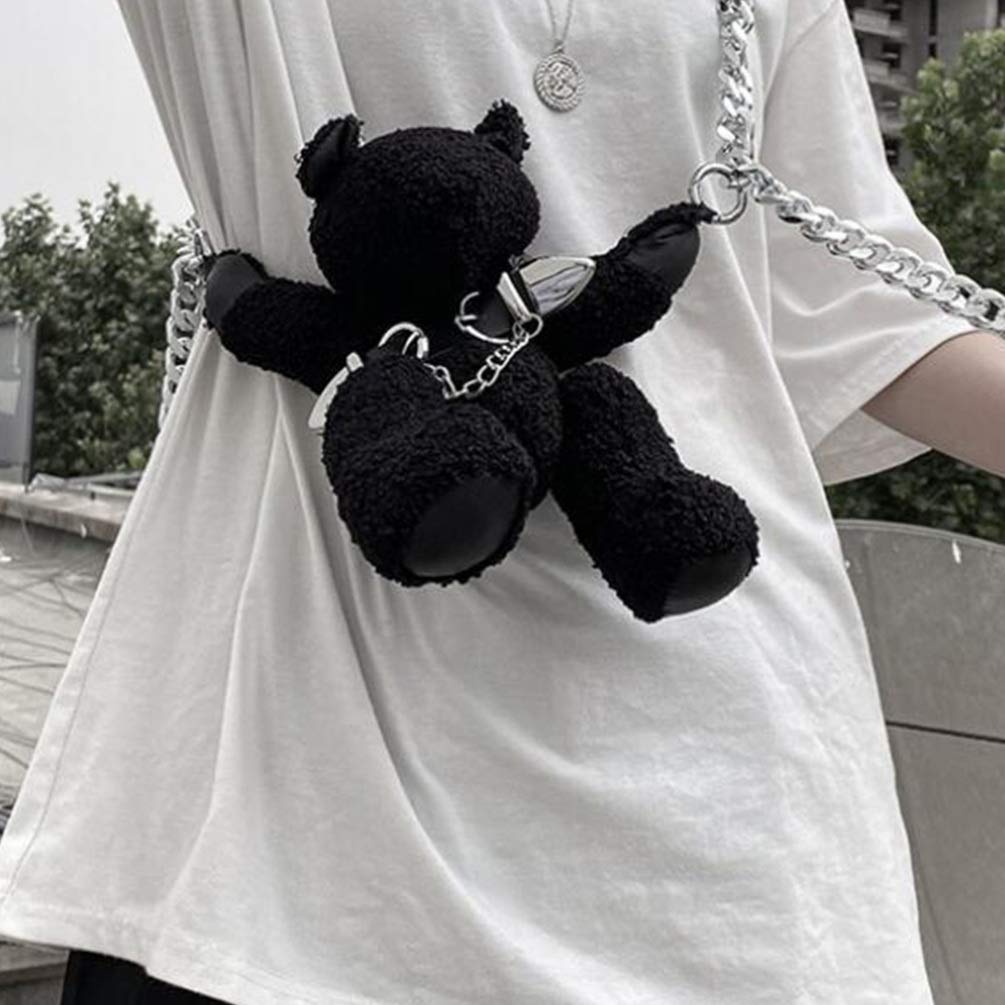 TENDYCOCO Crossbody Bag with Chain Stuffed Animal Purse Teddy Bear Purse Gothic Purse 13.3in