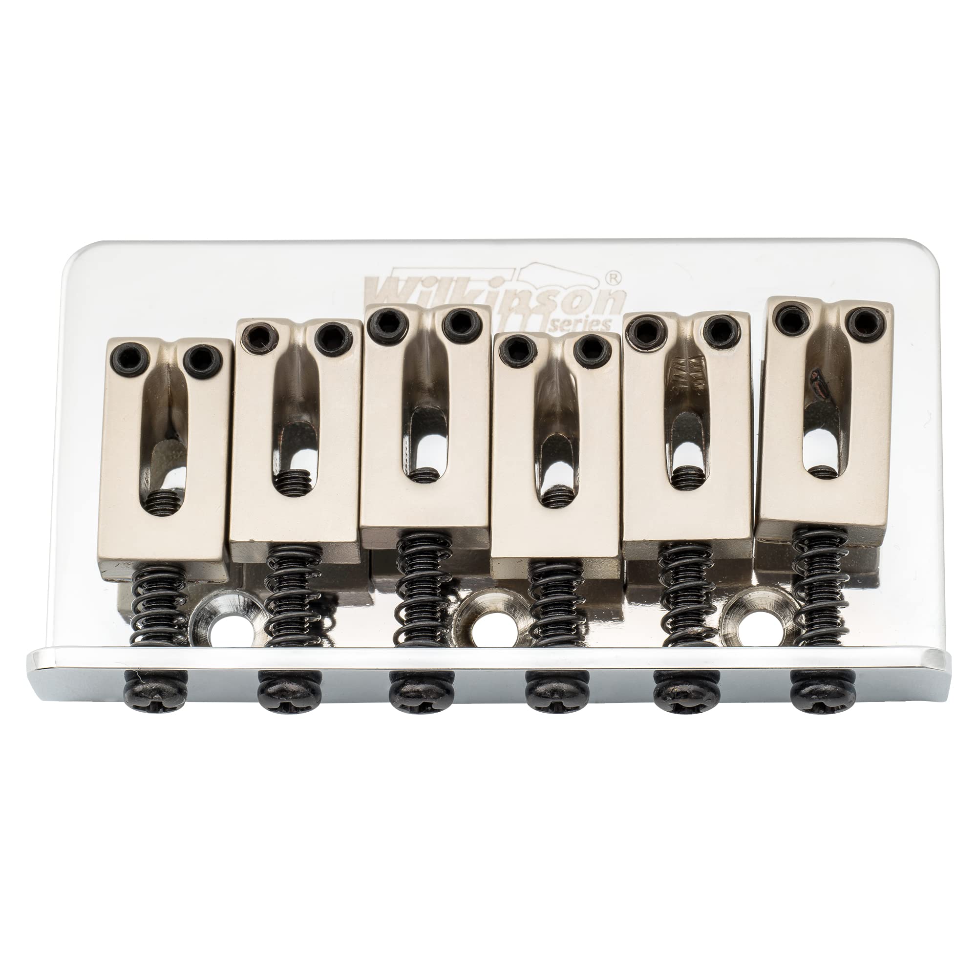 Wilkinson 52.5mm (2-1/16 inch) String Spacing Hardtail Fixed Bridge Solid Saddle for Squier/Mexico Fender Strat Electric Guitar, Chrome