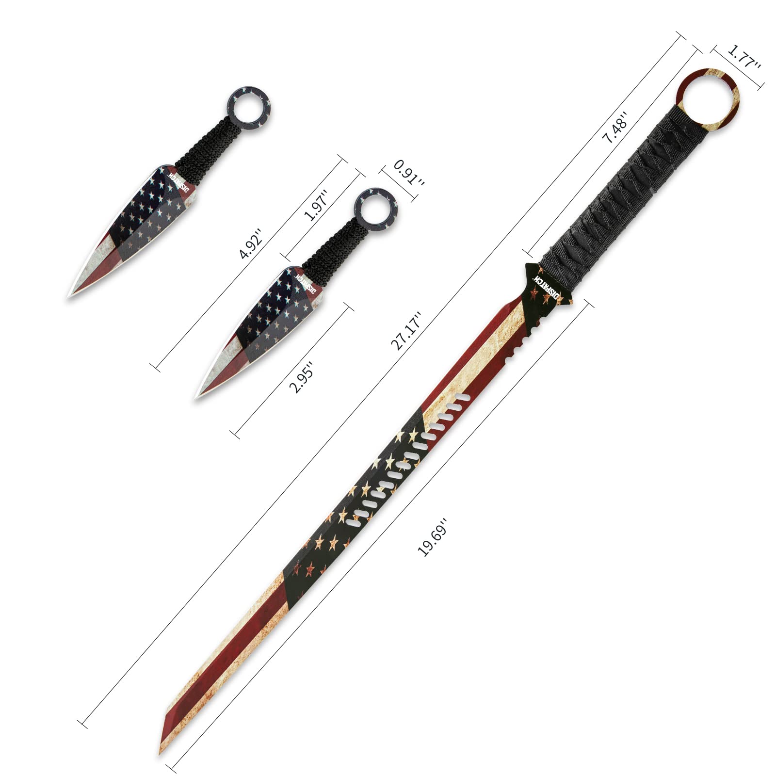 Dispatch Full Tang Tactical Katana Ninja Sword Machete Fixed Blade Combat Stainless Steel Blade with Sheath for Hunting, Outdoor Camping, Survival