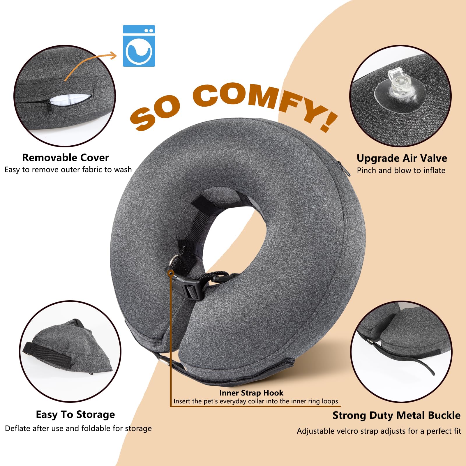 GREMCADA Dog Cone Collar, Gray,M-3