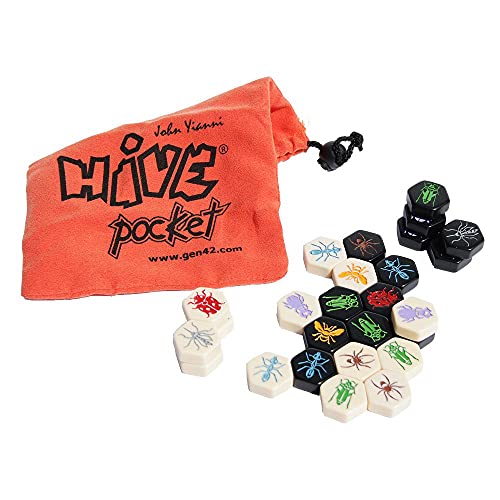 Smart Zone Games Hive Pocket Portable Strategic Board Game for 2 Players β Includes Ladybug & Mosquito Expansions β Compact Travel Version of The Award-Winning Hive Game