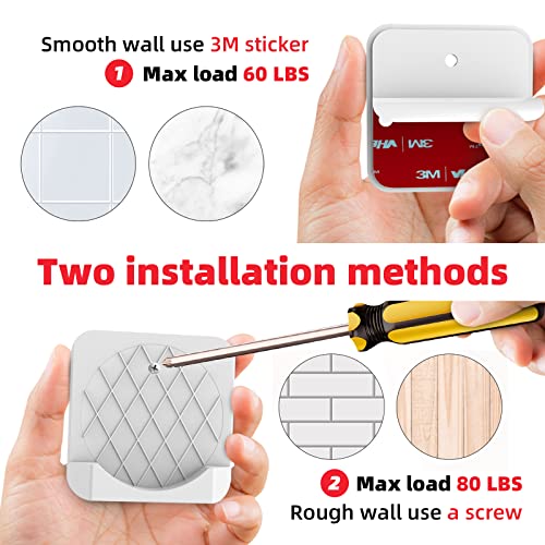 Shower Rod Holders for Wall, Adhesive Shower Curtain Rod Holder No Drilling, 2 Pack Waterproof Shower Rod Mount Retainer for Wall