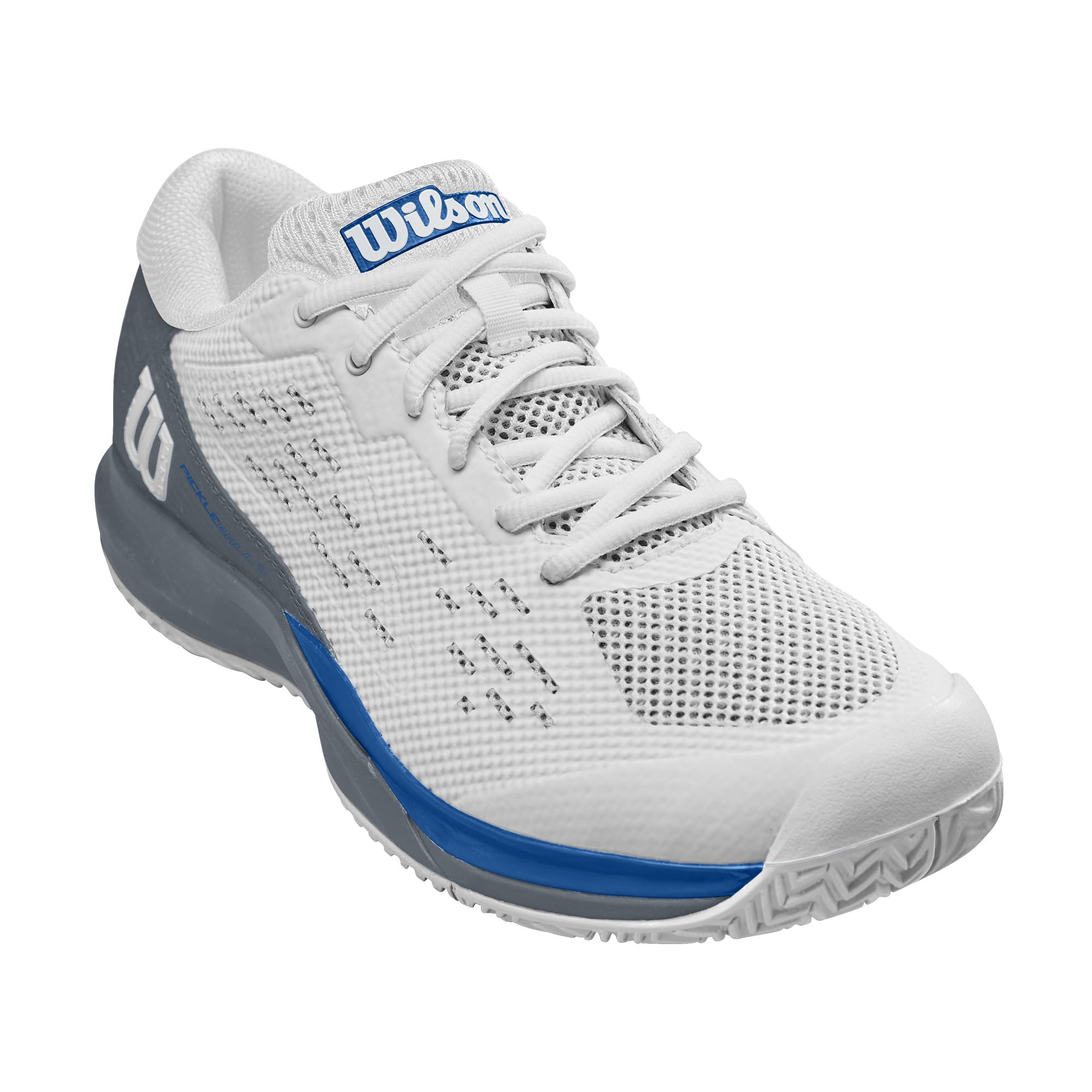 WILSON Men's Rush Pro Ace Pickler Sneaker, White/Grey/Classic Blue, 7.5