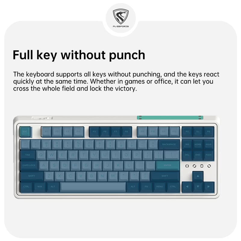 FL ESPORTS CMK87-SAM Three-Mode Full-Key Hot Swap 87-Key 2.4G Wireless Bluetooth Wired Mechanical Keyboard PBT Keycap(White)