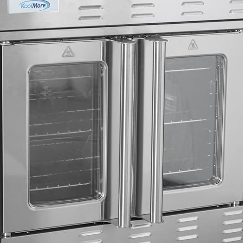 KoolMore 38 in. Full-Size Double Commercial Natural Gas Convection Oven 108,000 BTU With Stacking Kit in Stainless-Steel (KM-DCCO54-NG)