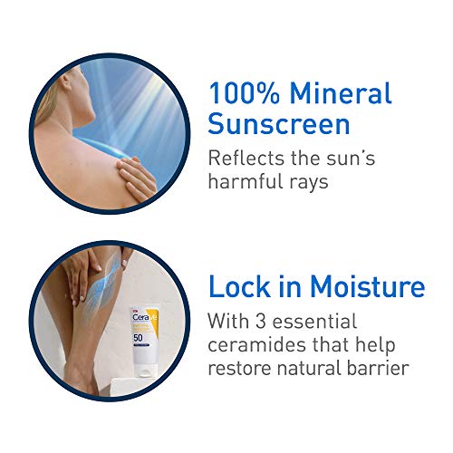 CeraVe 100% Mineral Sunscreen Spf 30 | Body Sunscreen With Zinc oxide & Titanium Dioxide for Sensitive Skin | 5 Oz, Pack Of 2