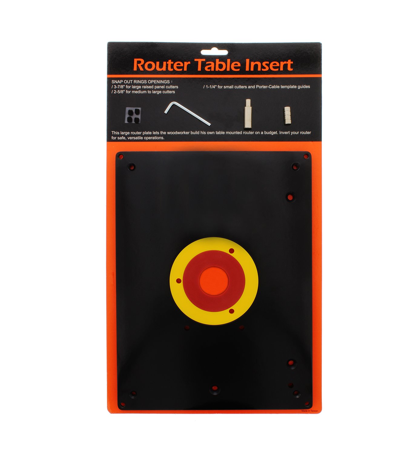 DCT Universal Router Table Saw Insert Base Plate Kit, 3-7/8, 2-5/8, 1-1/4 Inches β Cutter & Porter-Cable Template Guide
