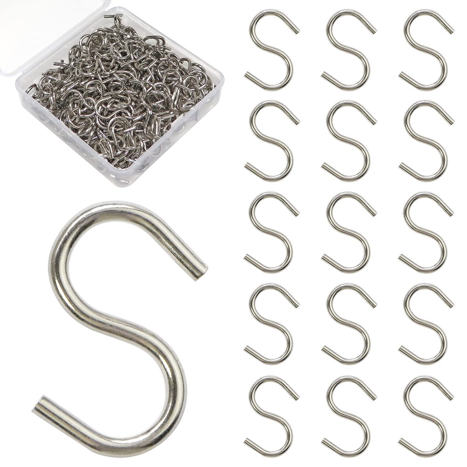Millennial Essentials Mini S Hooks Connectors S Shaped Wire Hook Hangers 200pcs Hanging Hooks for DIY Crafts, Hanging Jewelry, Key Chain, Tags, Fishing Lure, Net Equipment (0.75 Inch)