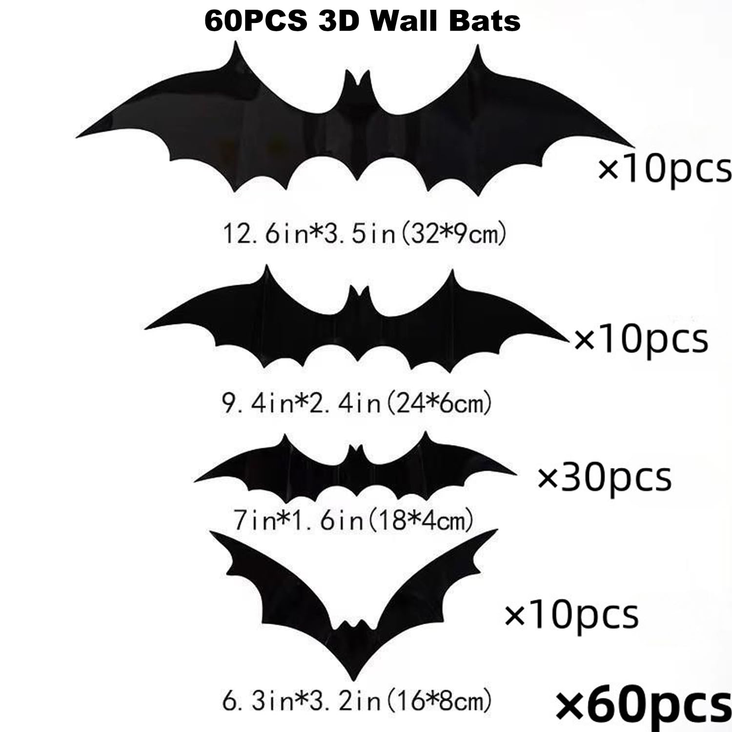 Halloween Hanging Glitter Ghost Banner with 60PCS 3D Halloween Bats β Spooky Party Decorations for Home, Office, and Classroom β Indoor and Outdoor Halloween Decor Set