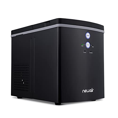 NewAir Black Portable Ice Maker | First Batch In Under 10 Minutes And 33 lb Daily | 2 Ice Size Bullets Daily, Perfect Machine For Kitchen Countertops, and RV NIM033BK00