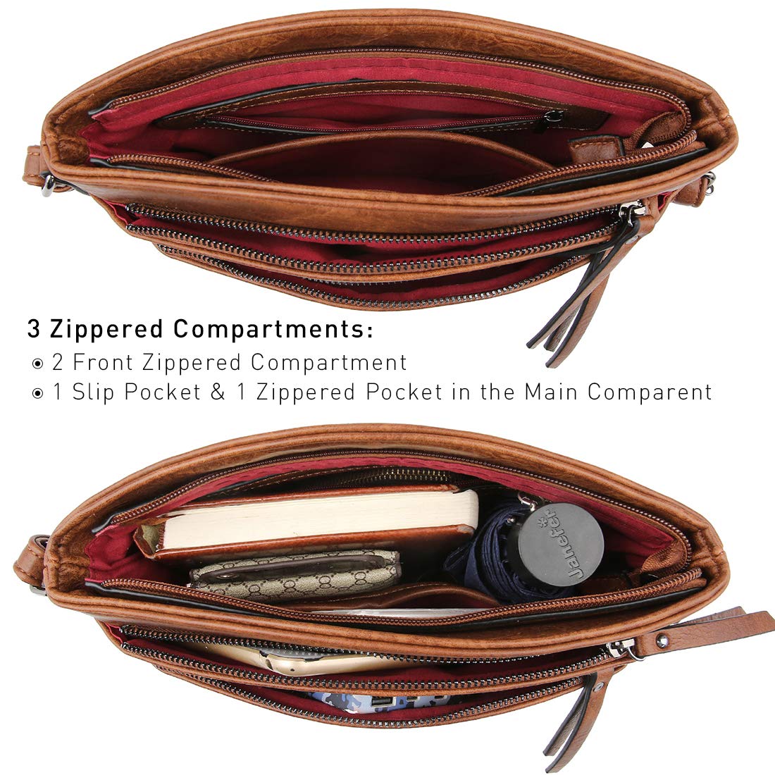 VONMAY Crossbody Bags for Women Purses Handbags Multi Pockets Shoulder Bag (Coffee)