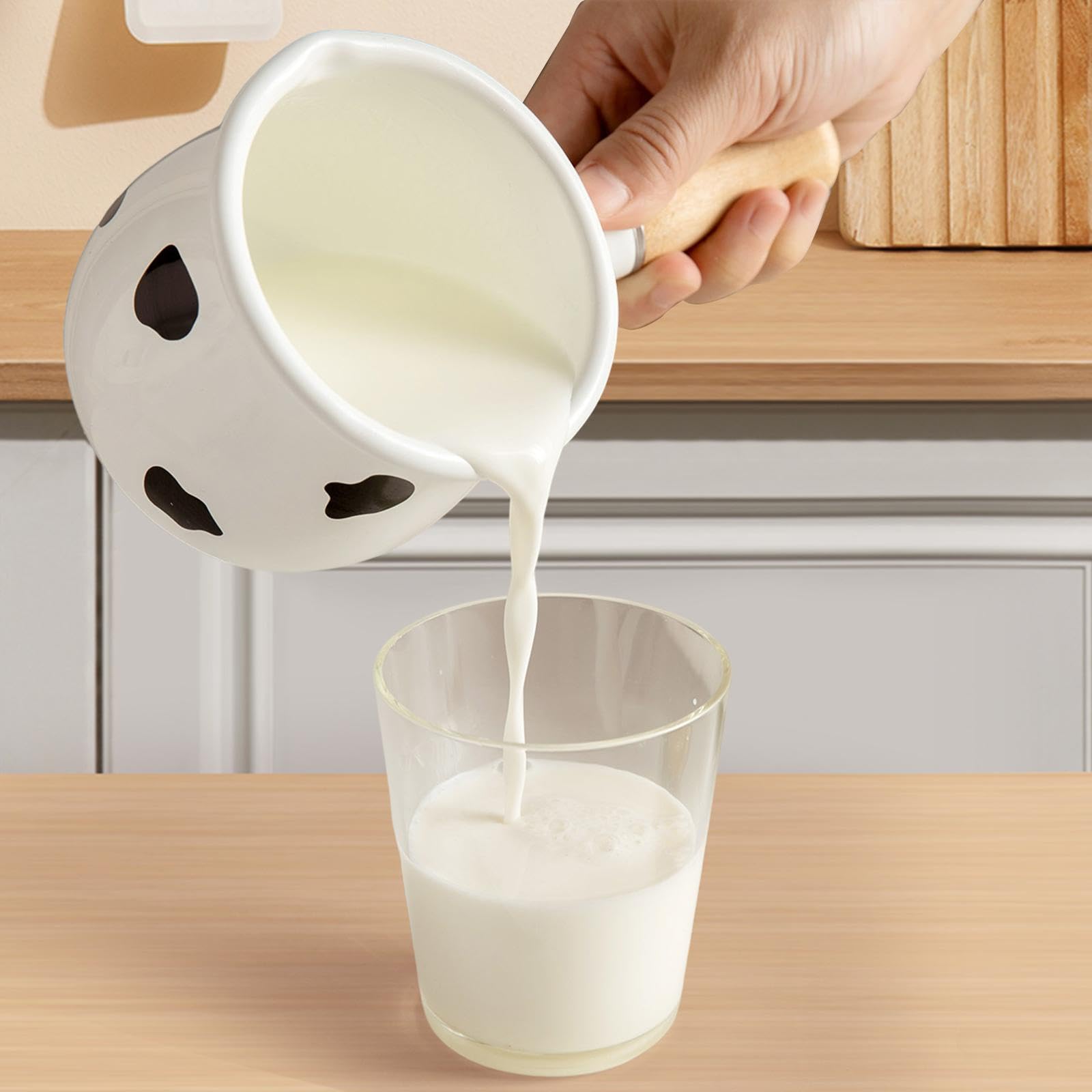 Generic Petite Milk Pan with Wooden Grip for Home Cooking, Bee, 10cmx8.5cm