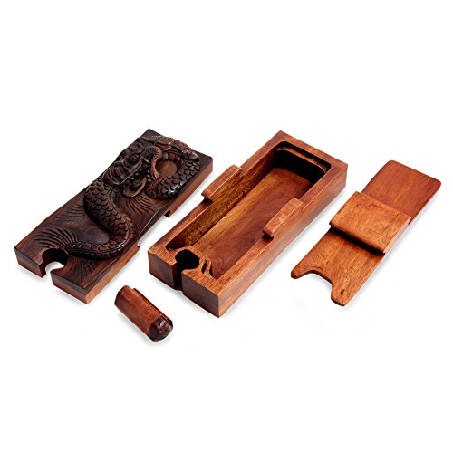 OMA Dragon Box Wooden Decorative Jewelry Trinket Box with Secret Compartment Hand Carved Dragon Gift for Men and Women