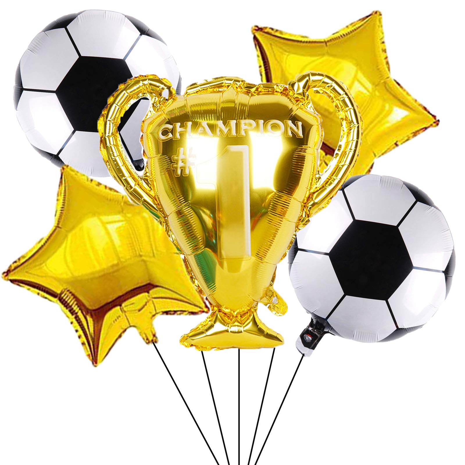 Soccer Party Balloons Supplier 5PCS Championship Trophy Balloon and Soccer Foil Balloons for Kids Birthday Baby Shower Soccer Theme Party Decorations