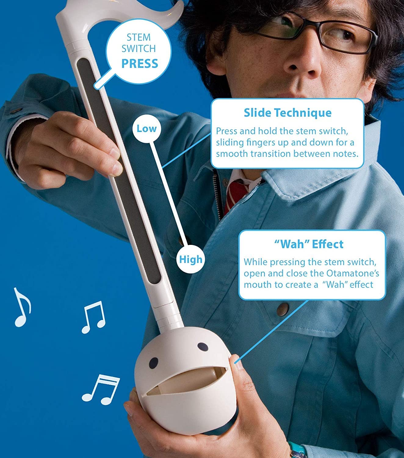 Otamatone Deluxe Electronic Musical Instrument for Adults Portable Synthesizer Digital Electric Music from Japan by Cube/Maywa Denki Cool Stuff Gifts, Black [English Manual]