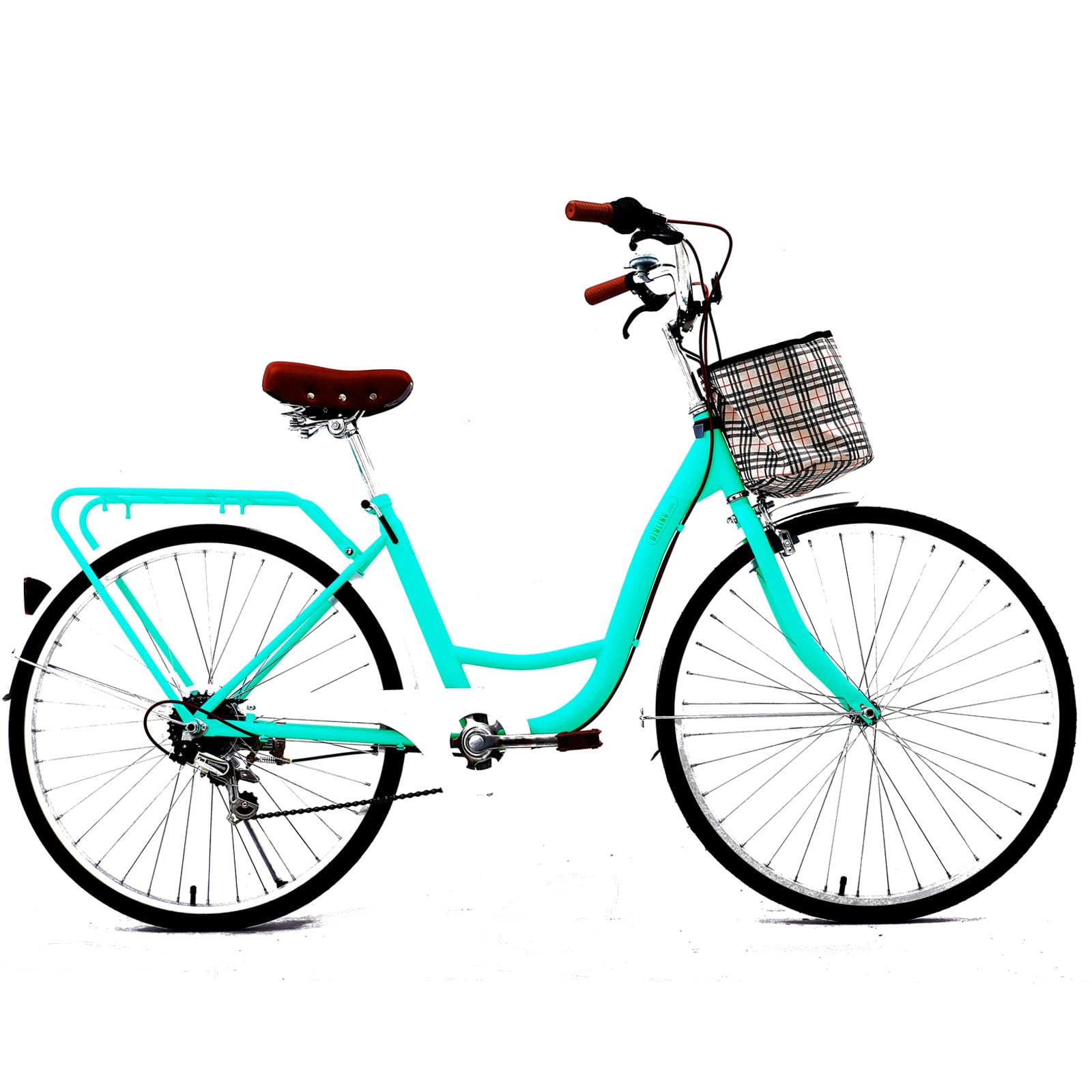 Dinling Urban Lady 7 Speed - Women's Beach Cruiser Bike - 24 Inch, 26 Inch (Blue,24")