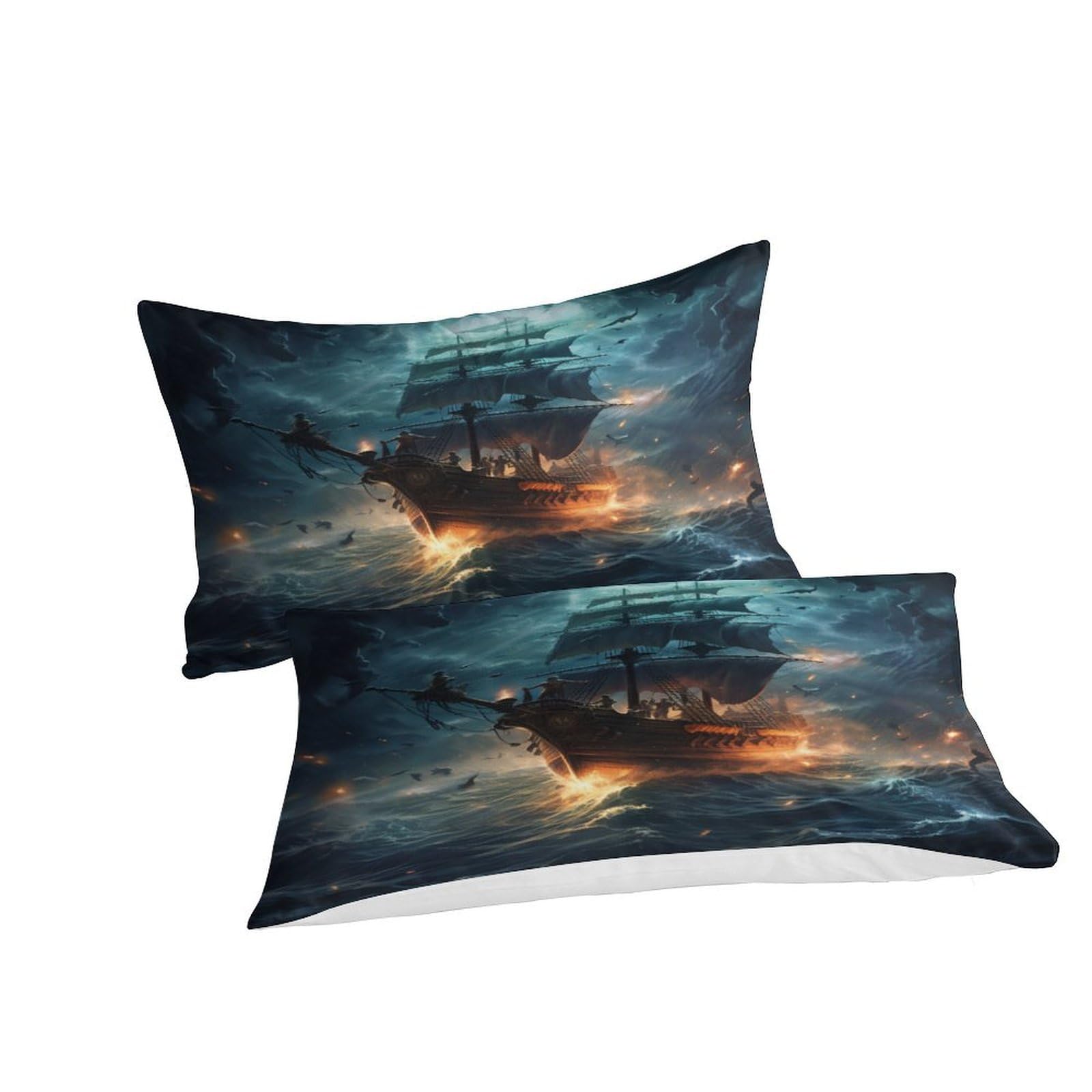 ERGTT Pirate Ship for Boys Girls Duvet Cover 3D Print Ship Quilt Cover Comforter Covers Bedding Set with Pillow Cases with Zipper Closure Soft Microfiber 3 Pieces Full(203x228cm), Style-8