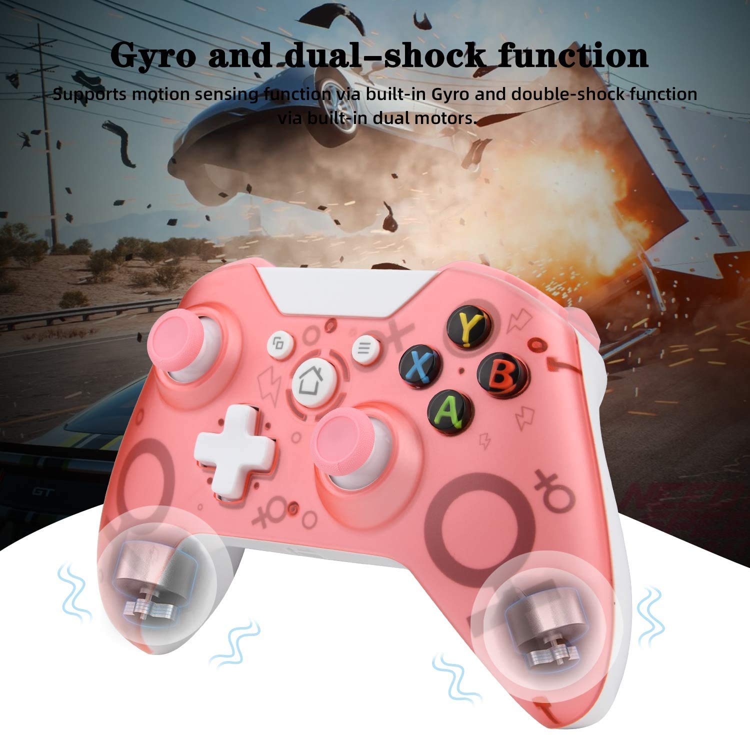 Wireless Controller for Xbox One, No Headset Jack, 2.4GHZ Game Controller Gamepad Compatible with Xbox One S/X PC (Pink)
