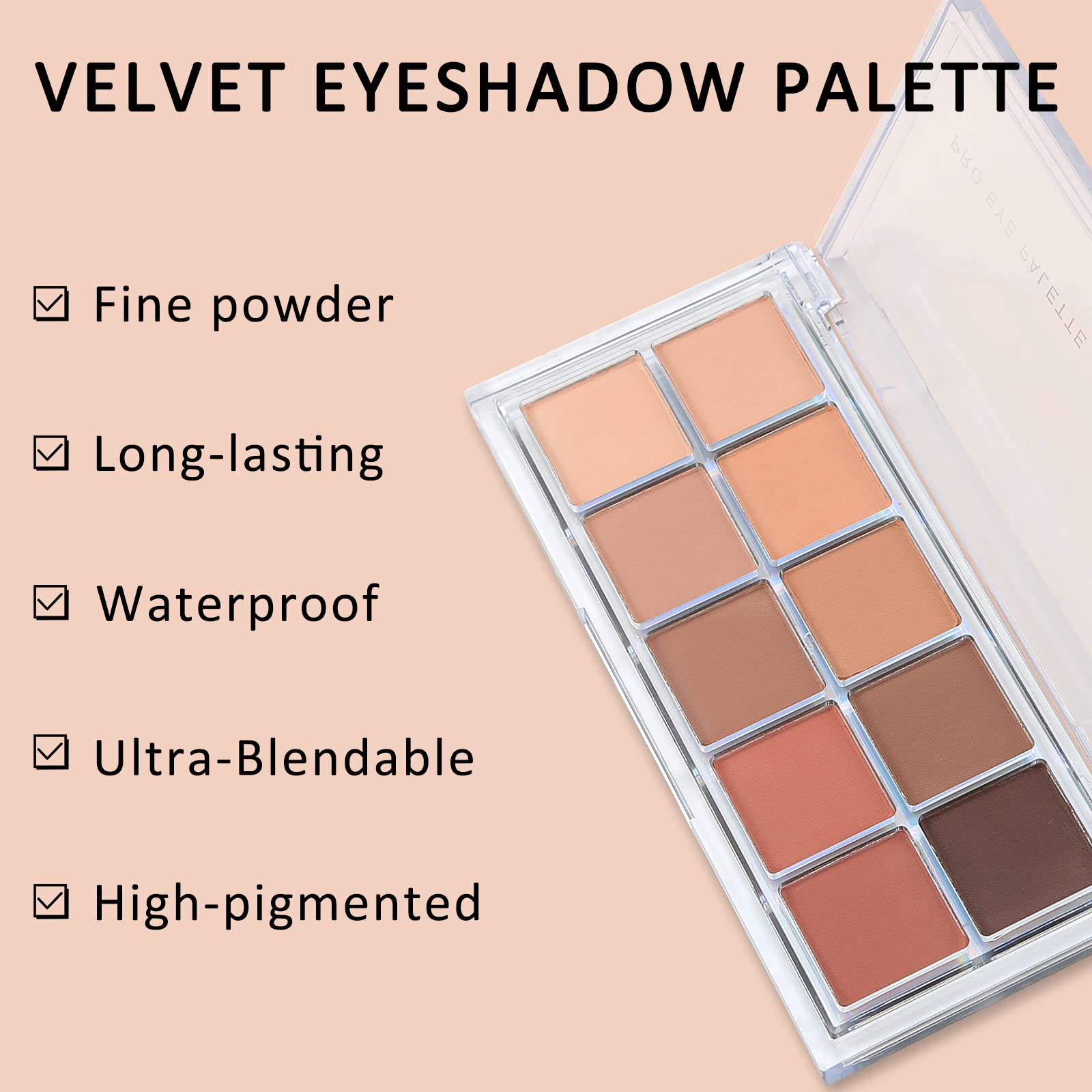 Erinde 10 Color Eyeshadow Palette Makeup - Matte Shimmer Glitter Eye Shadow, Ultra-Blendable, High Pigmented, Naturing-Looking, Neutral Nude Eyeshadow Palette with Professional Brush, Light shadow