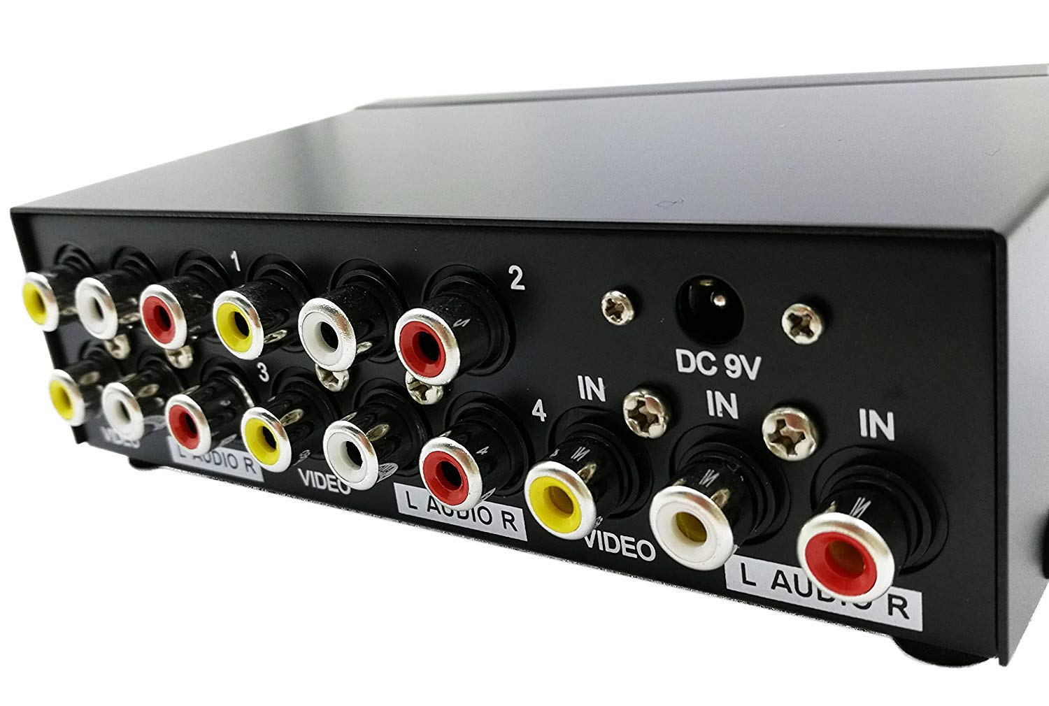 RCA Splitter with 4-Way Audio Video RCA Switch Box + RCA Cable, 4 Way Port Splitter RCA Audio Video AV Switch Box Game Selector (4 in 1 Out- B)