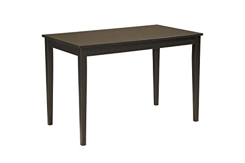 Signature Design by Ashley Kimonte Rectangular Dining Room Table, Black & Kimonte Modern Faux Leather Upholstered Armless Dining Chair, 2 Count, Dark Brown