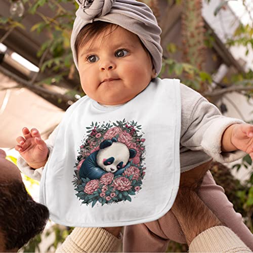 Flower Panda Baby Bibs - Cartoon Baby Feeding Bibs - Beautiful Bibs for Eating