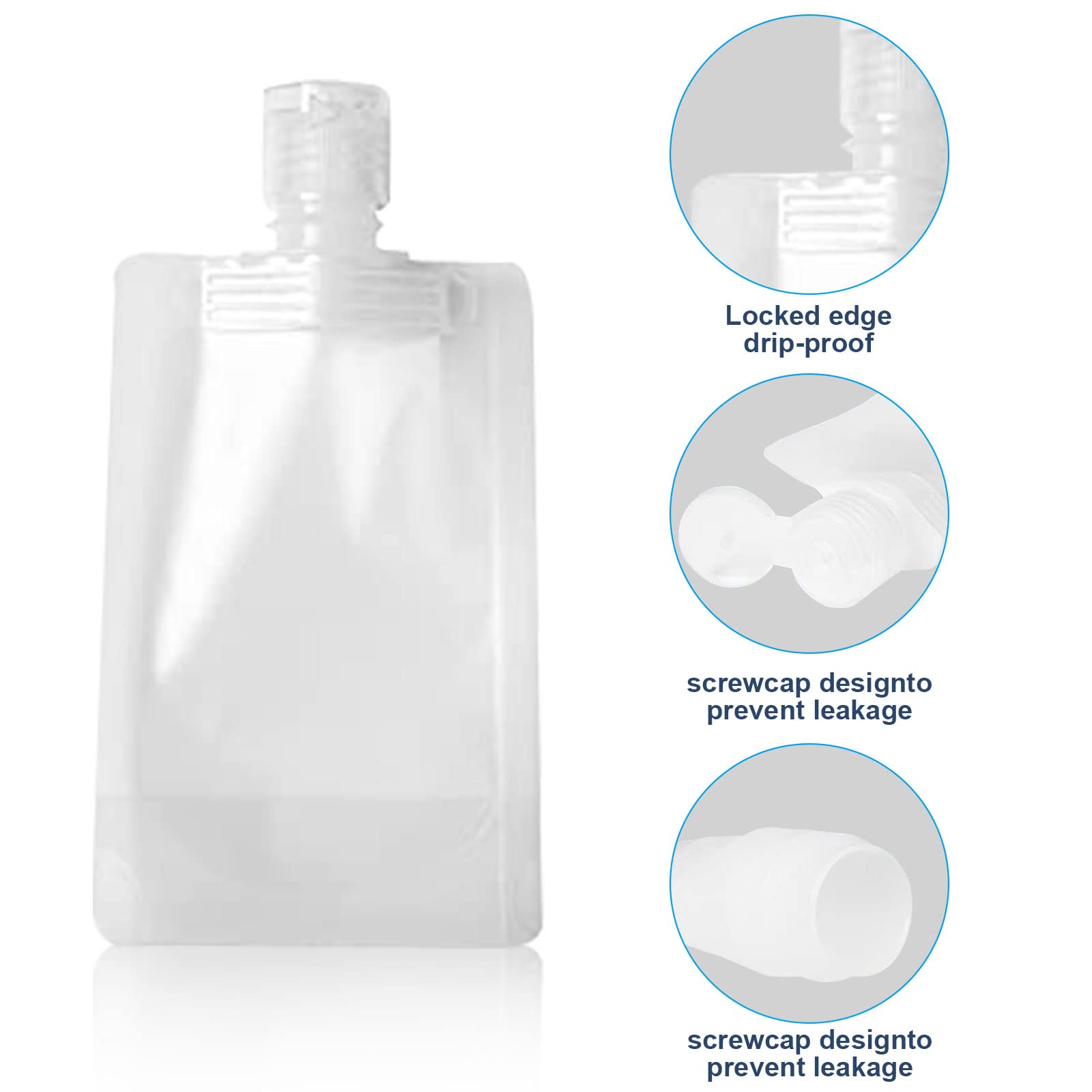 OUFAN Travel Size Pouches for Toiletries,TSA Approved Leak-proof Travel Portable Fluid Packing Bags with Labels for Shampoo, Conditioner, Lotion (20PACK)