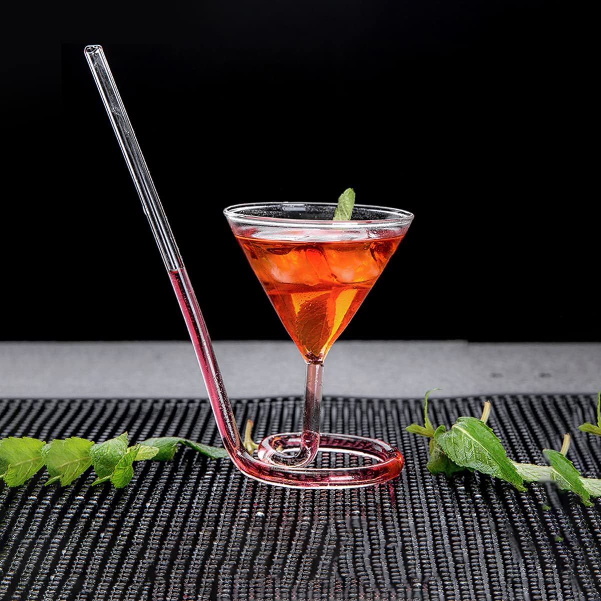 DOITOOL Spiral Cocktail Glass, Creative Vampire Filter Red Wine Glass, Long Tail Cocktail Straw Wine Glass Rotating Martini Glass, Transparent Red Wine Glass Wine Cup (Transparent) (2Pcs)