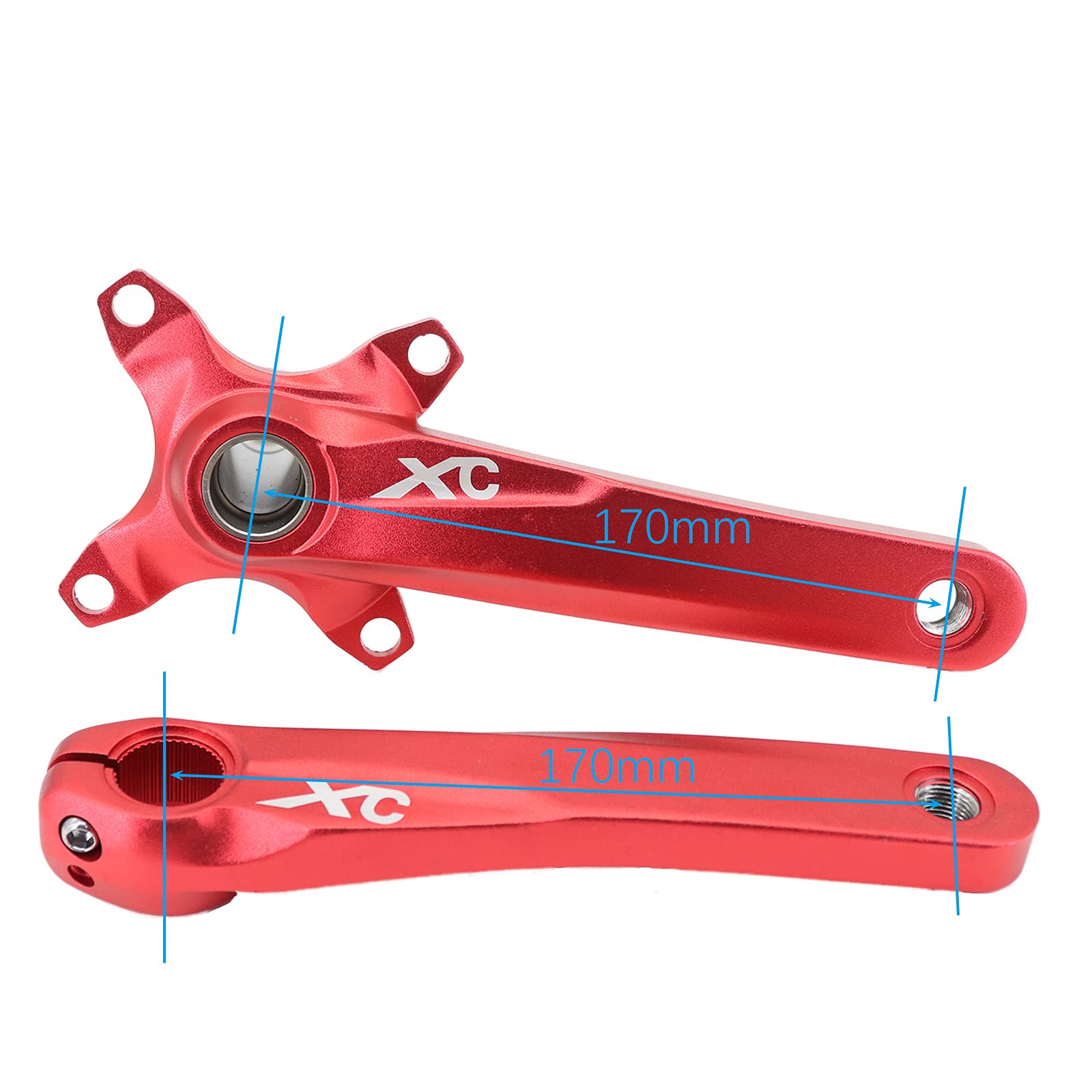 DJC Bike Crankset 104BCD with Bottom Bracket for MTB 1x Speed Crank Set Mountain Bike Black Red Color (Red)