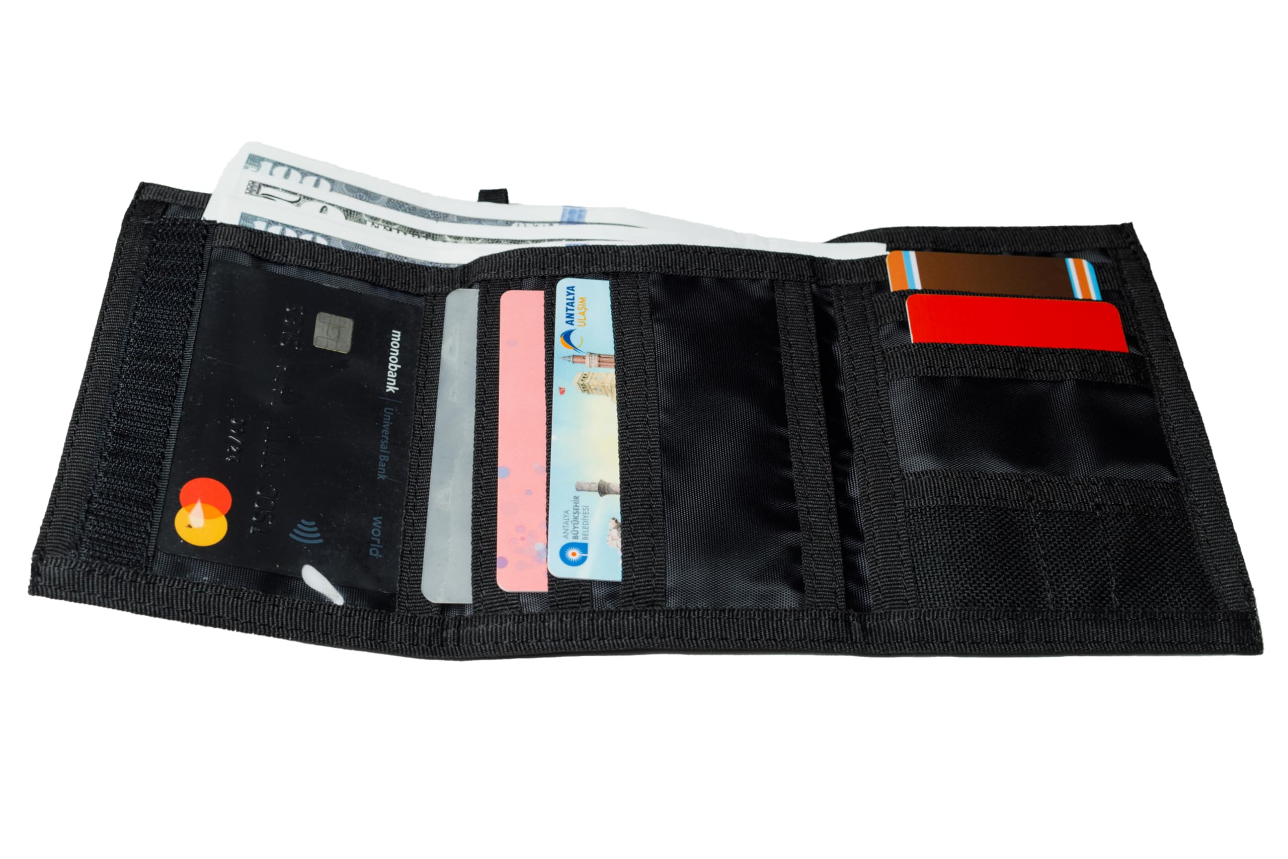 Chameleon Trifold Mens Wallet-Military Tactical Men Wallets- ID Card Holder - Canvas Thin Front Pocket Travel Wallet-Coin Zipper Pocket