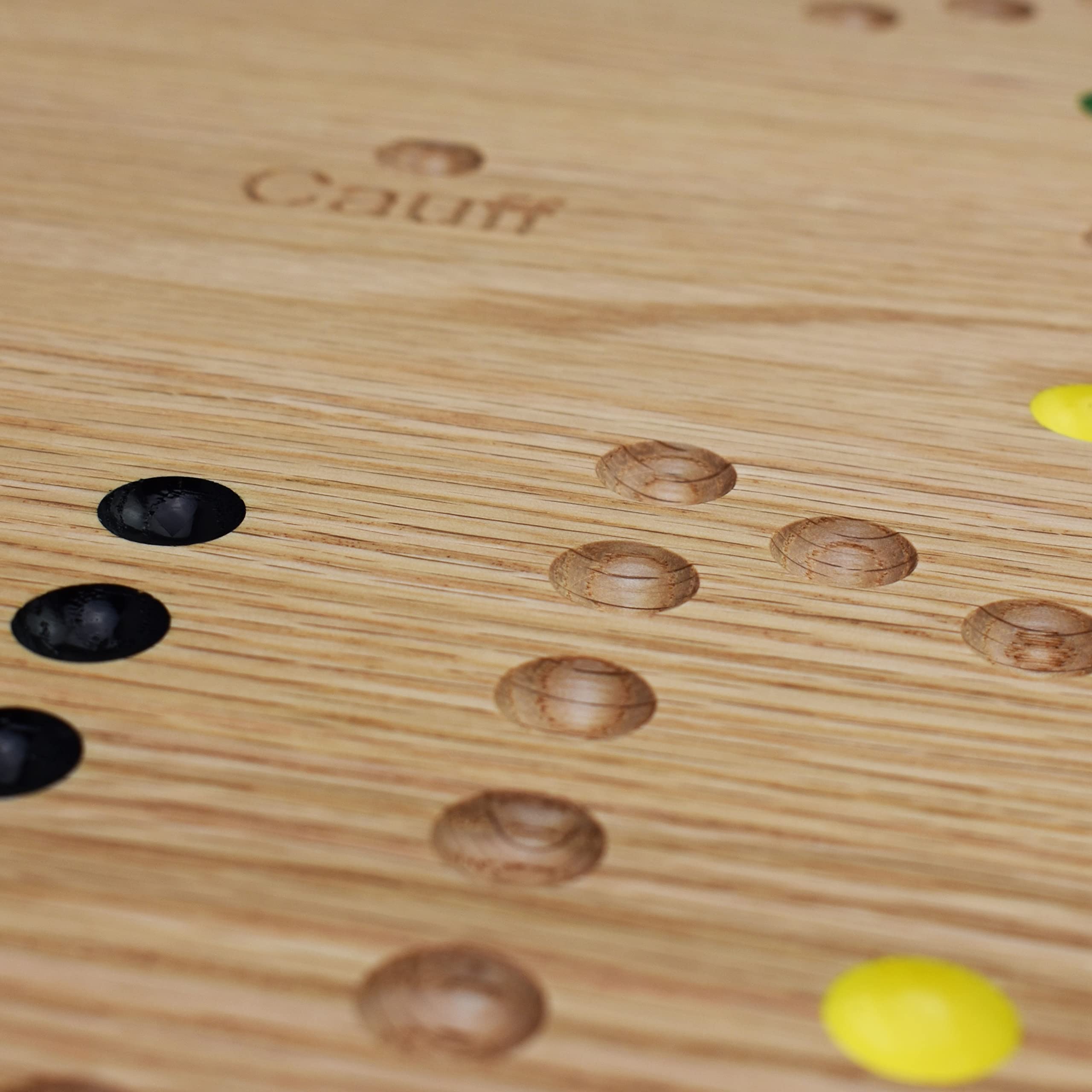 Solid Oak Double Sided Marble Board Game Hand Painted by Cauff (20 inch)