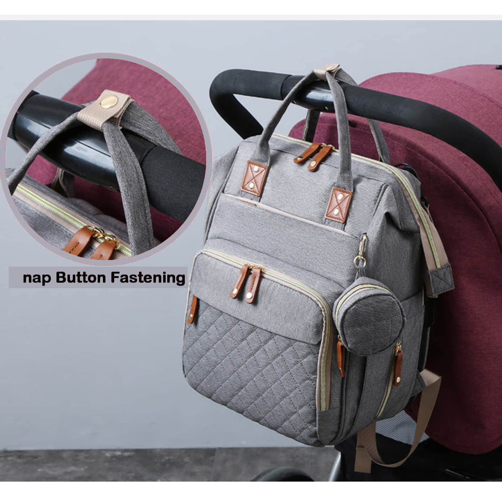 GIMURM Mothers Gifts,Diaper Bag Backpack,Multi Baby Nappy Changing Bags Travel Back Pack with Changing Pad & Stroller Straps, Large Capacity, Waterproof and Stylish,gray