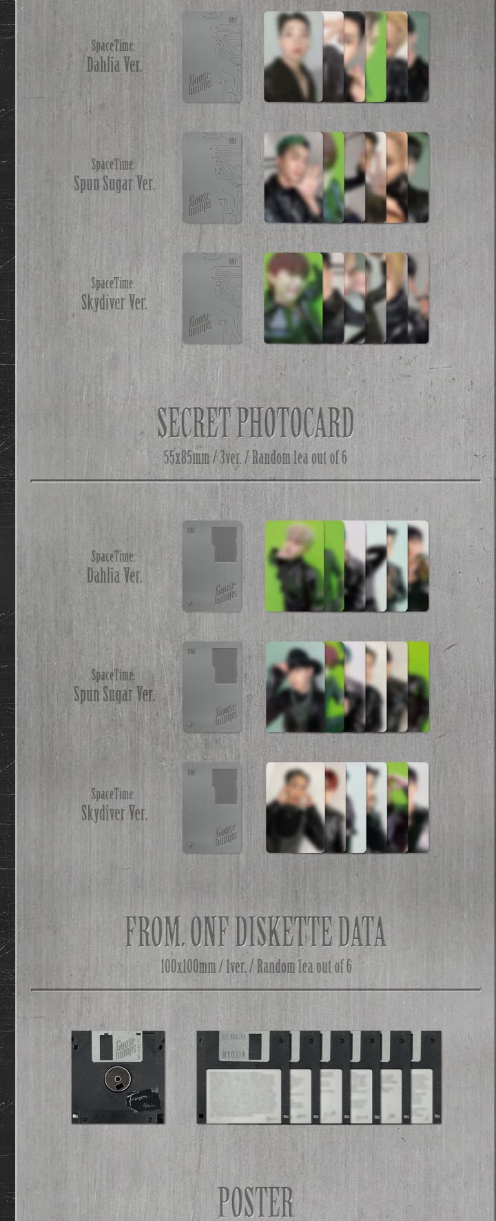 ONF Goosebumps 6th Mini Album Random Version CD+72p Booklet+1p Selfie PhotoCard+1p PhotoCard+1p Secret Selfie+1p Secret Card+1p From.ONF Diskette Data+Message PhotoCard SET+Tracking Kpop Sealed