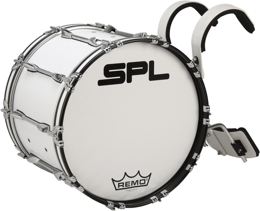 Sound Percussion Labs Birch Marching Bass Drum with Carrier 20 x 14 White