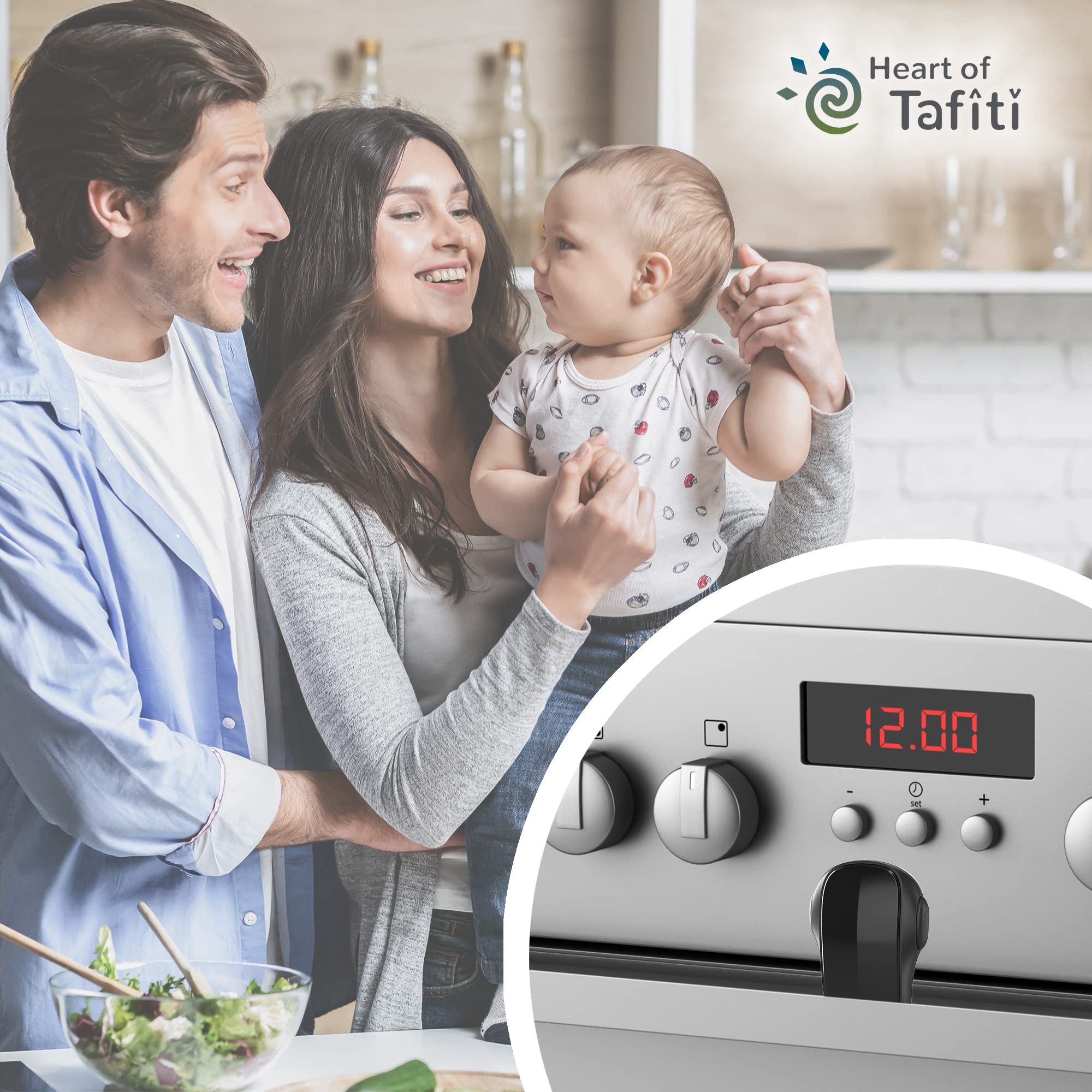 Oven Lock Childproof, Oven Front Door Lock Child Safety, Easy to Install, Heat-Resistant, Black, by Heart of Tafiti