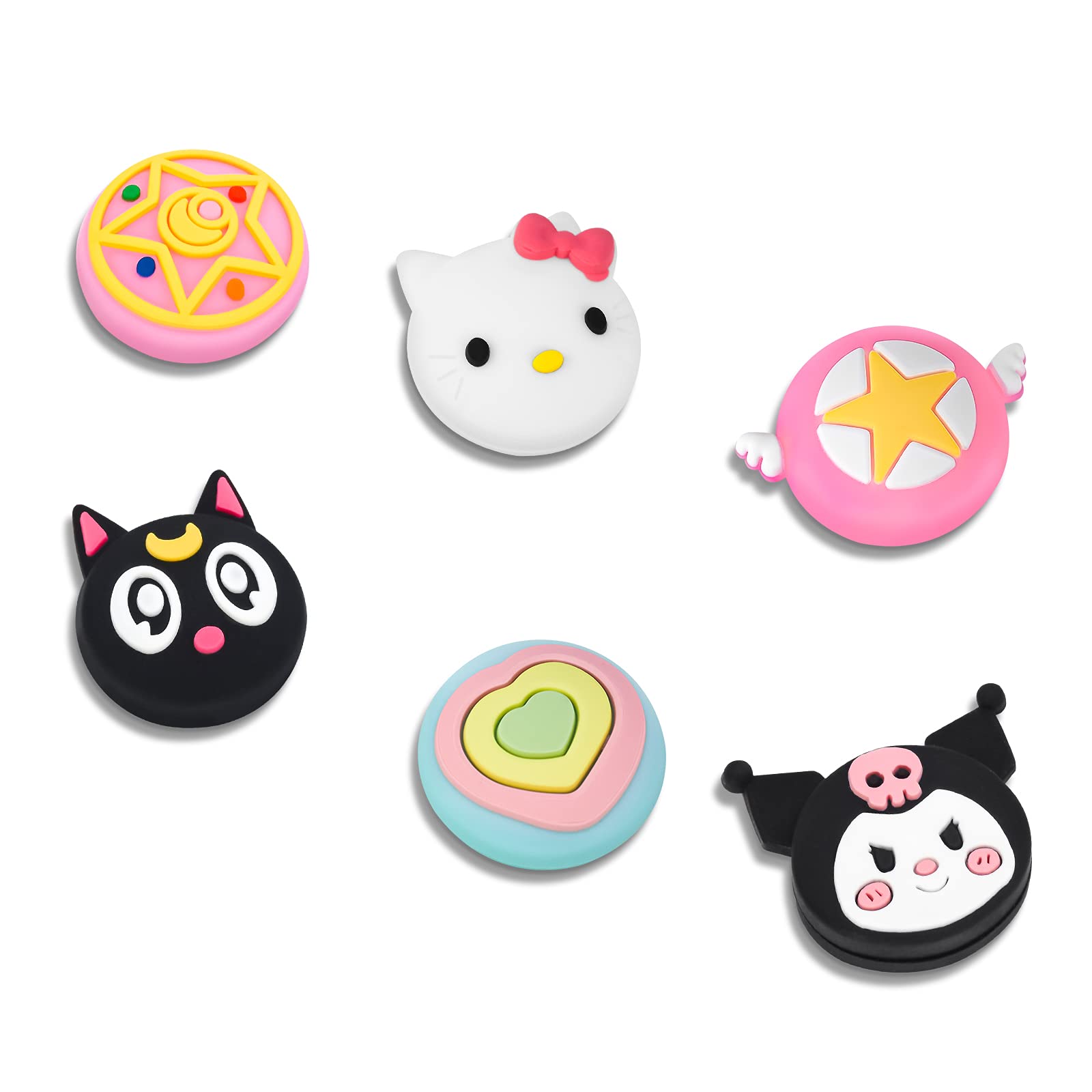 DLseego Thumb Grip Caps Design forh Switch & Lite & OLED, Cute Joystick Caps Soft Silicone Protective Stick Cover 3D Analog 6PCS Grip Buttons for Joy Con Console Controller - Lovely Caps