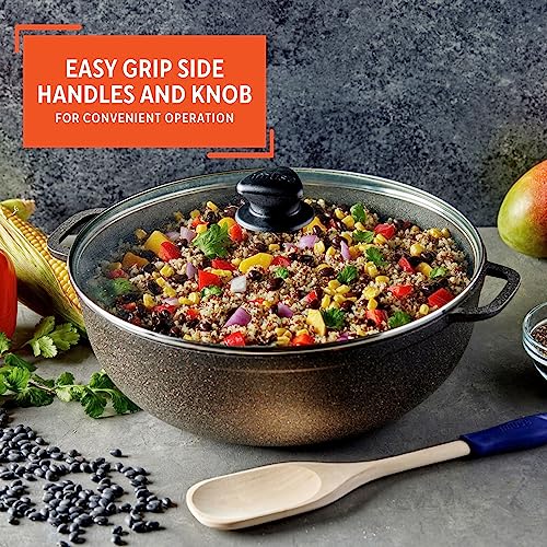IMUSA 3.5 Quart Nonstick Fuzion Caldero with Tempered Glass Lid