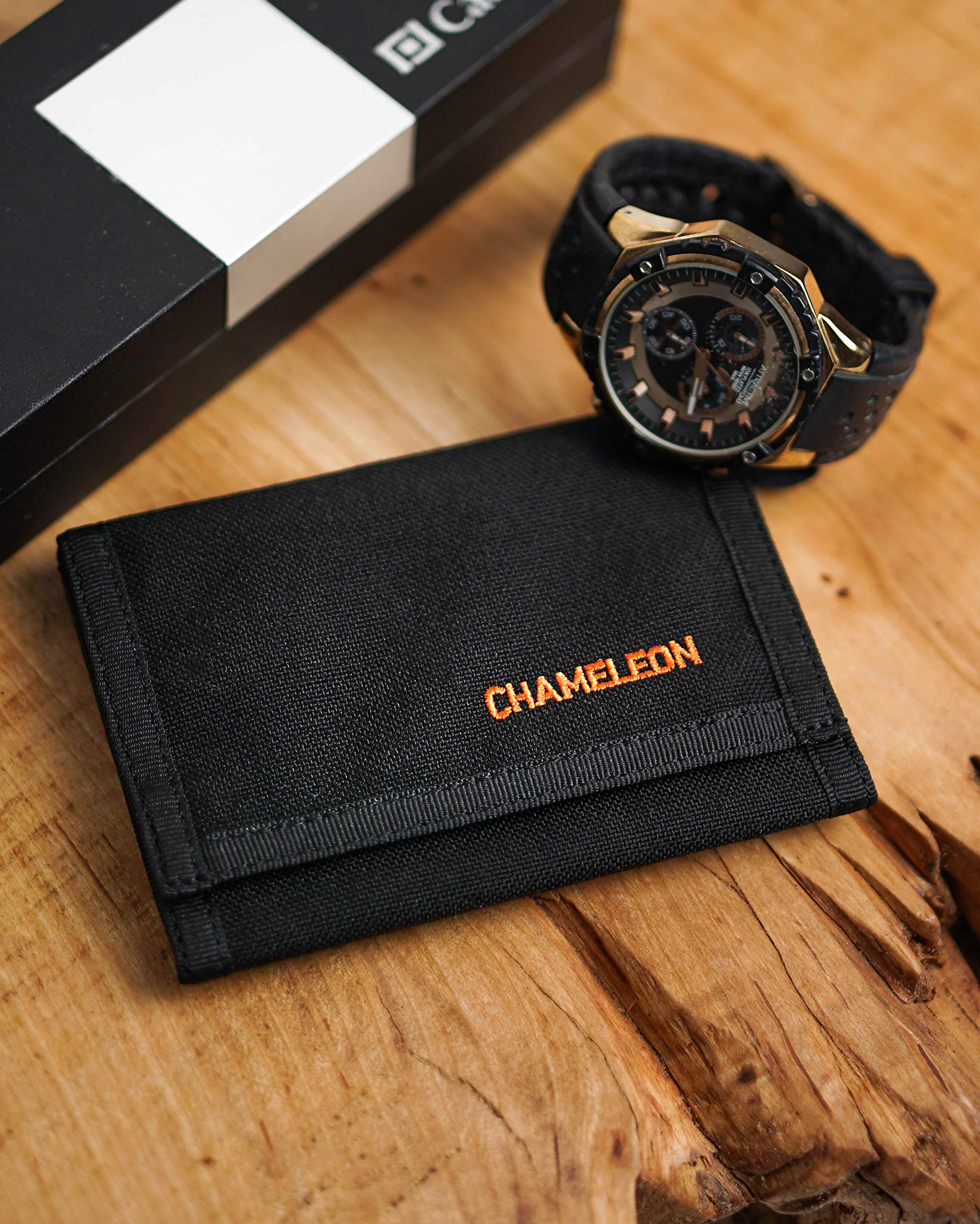 Chameleon Trifold Mens Wallet-Military Tactical Men Wallets- ID Card Holder - Canvas Thin Front Pocket Travel Wallet-Coin Zipper Pocket
