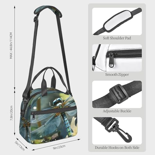 DEHIWI Dargonfly Lunch Bag For Women Men Reusable Insulated Lunch Box Lunch Cooler Tote Bag For Work Picnic Travel