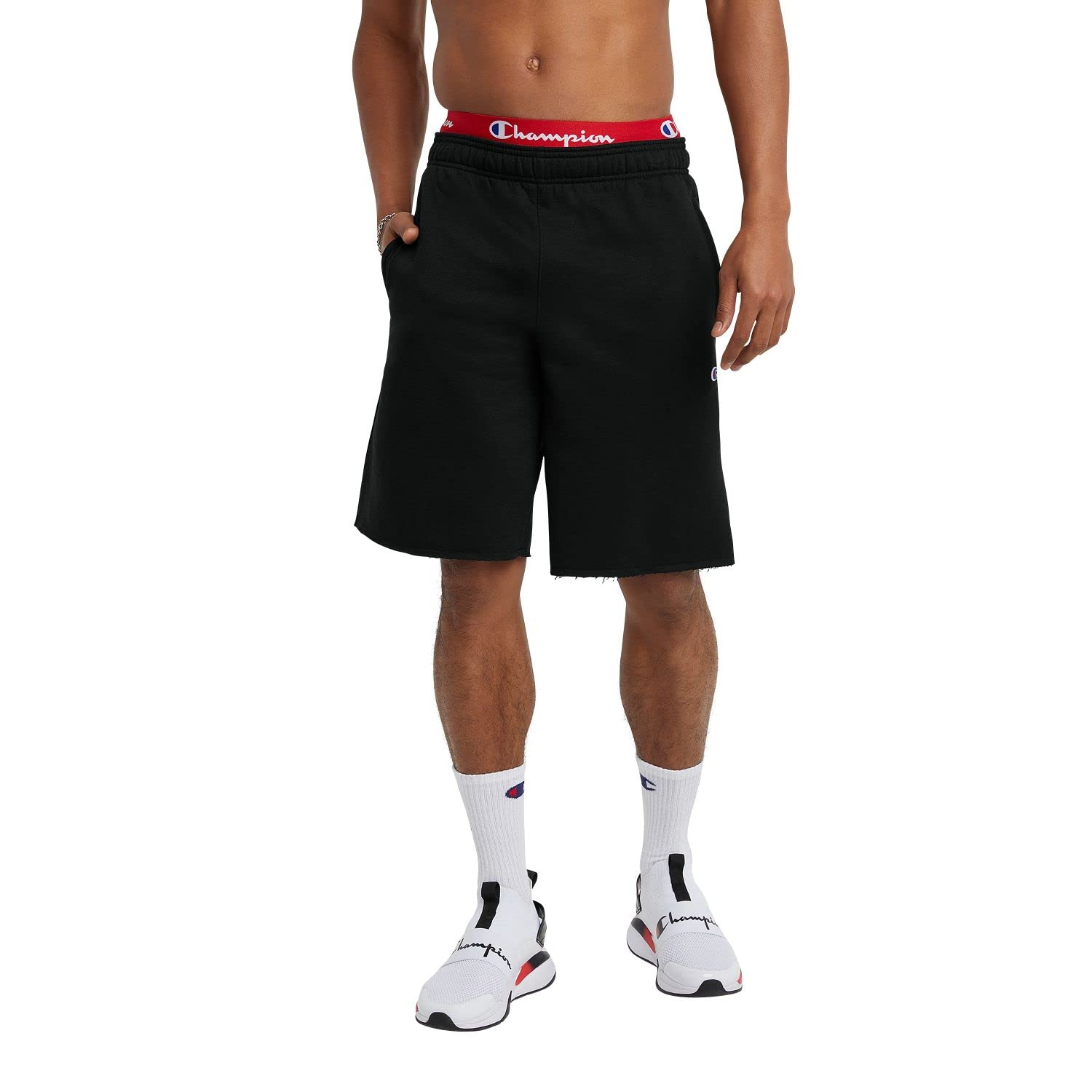 Champion mens 10" Powerblend Fleece Short, Left Sleeve C Shorts, Black-549314, X-Large US
