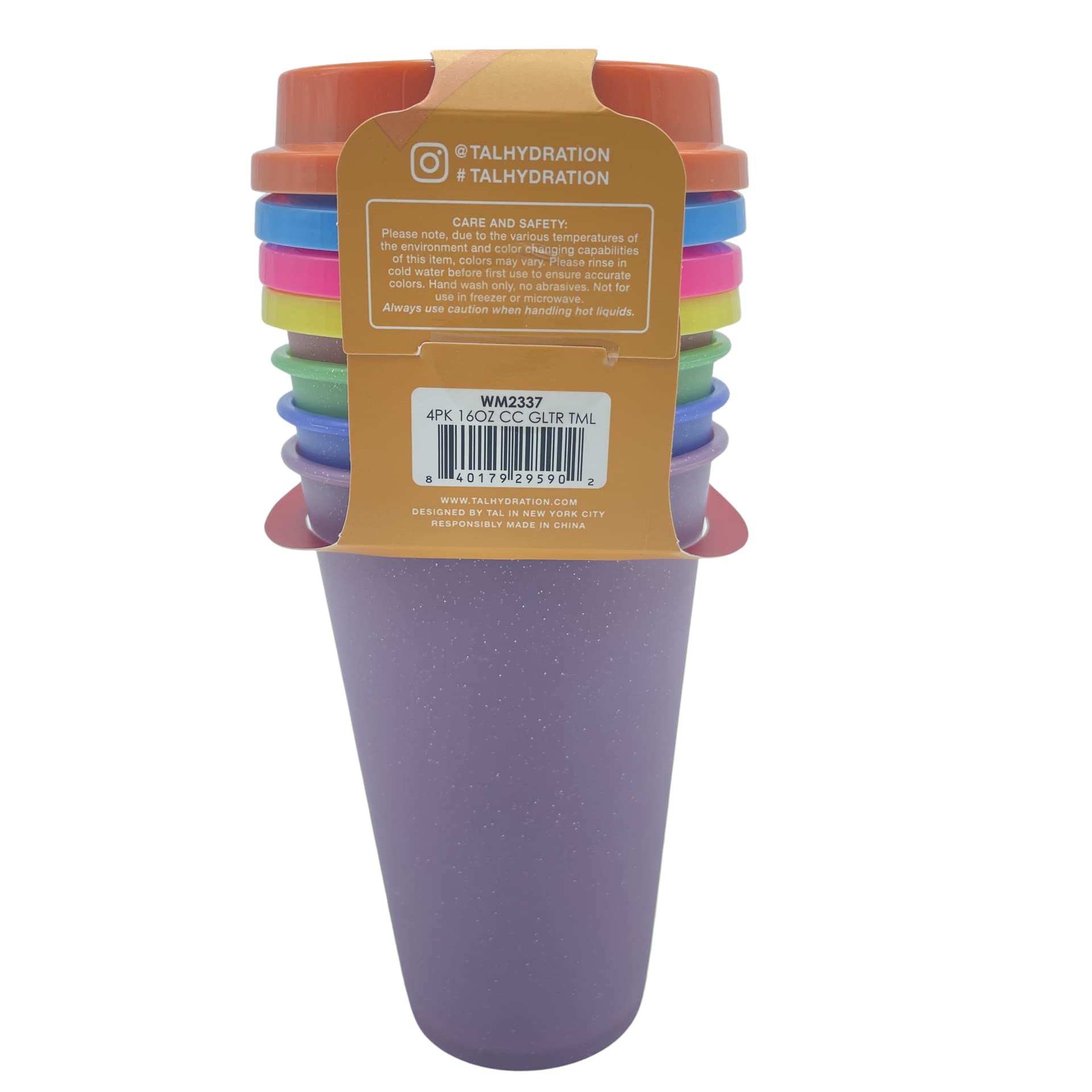 TAL Color Changing To-Go Reusable Hot Cups Set, 16 oz, 4 Pack